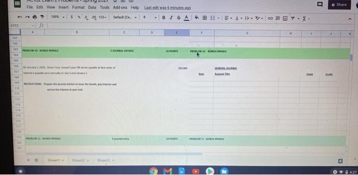 Solved Shar File Edit View Insert Format Data Tools Add-ons | Chegg.com