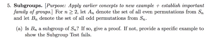 Solved 5. Subgroups. (Purpose: Apply earlier concepts to new | Chegg.com