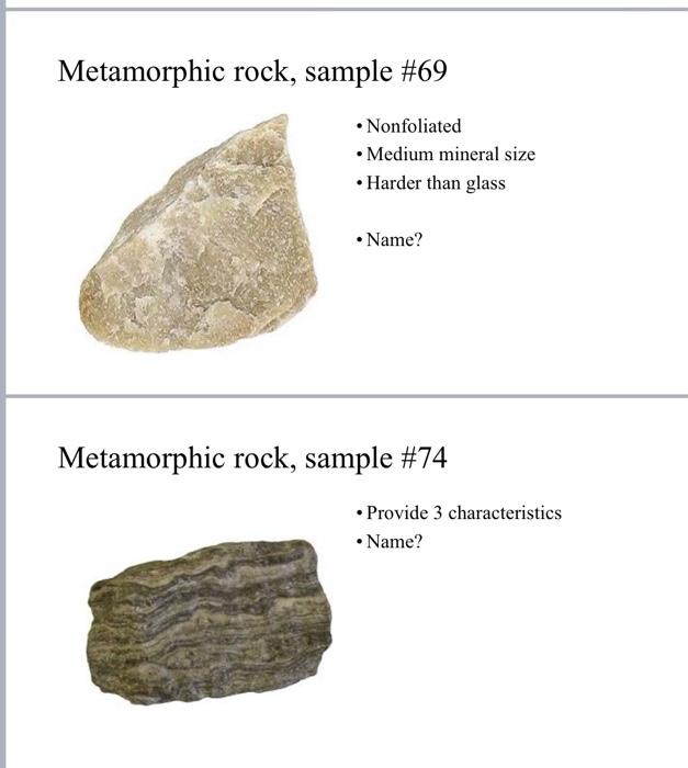 Solved Metamorphic rock, sample #69 • Nonfoliated • Medium | Chegg.com