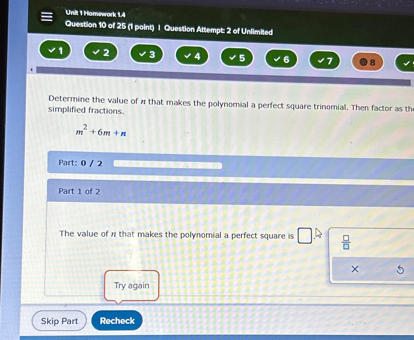 Solved Unit 1 ﻿Homework 1.4Question 10 ﻿of 25 (1 ﻿point) ﻿I | Chegg.com