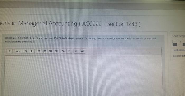 Solved ons in Managerial Accounting (ACC222-Section 1248) | Chegg.com