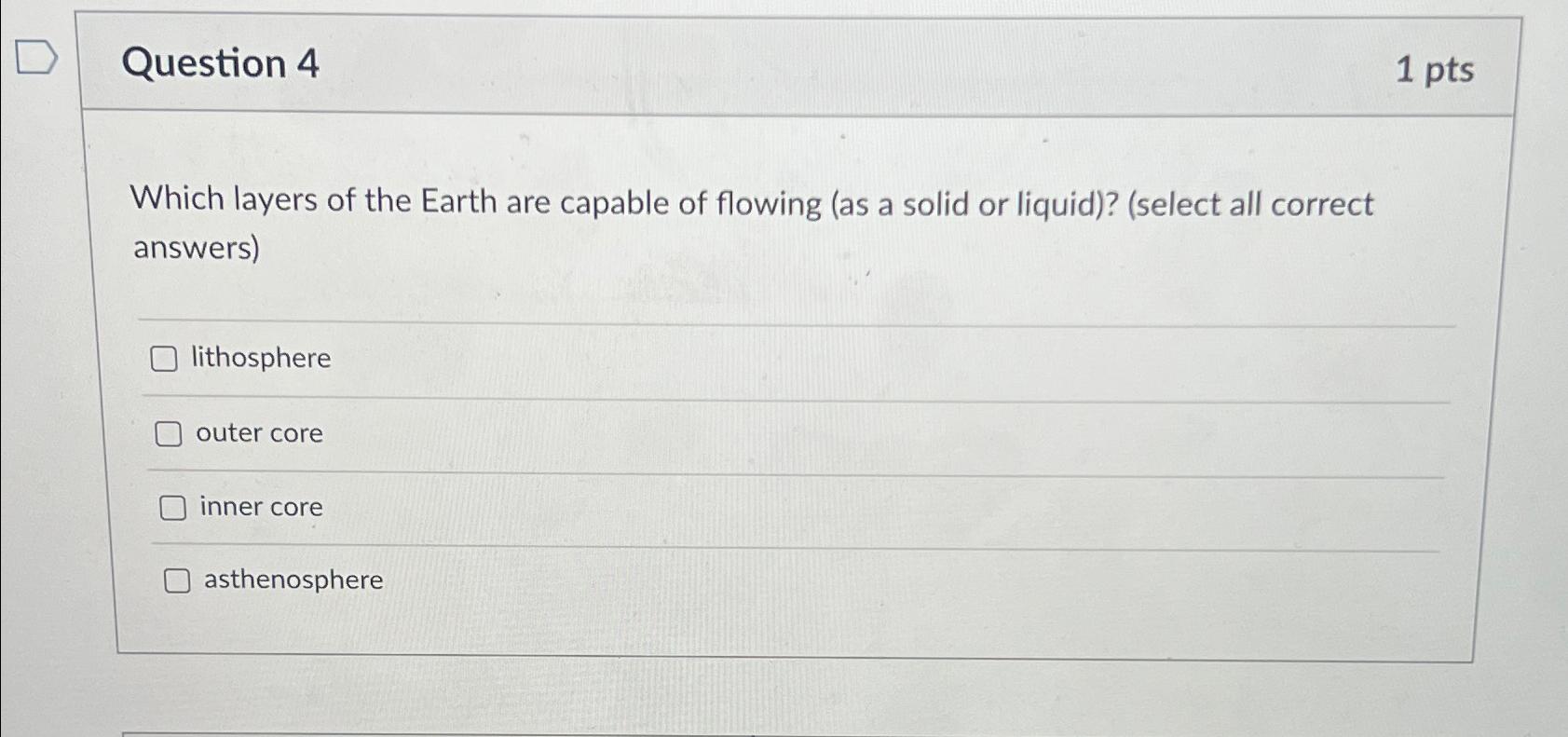 Solved Question 41ptsWhich layers of the Earth are capable | Chegg.com