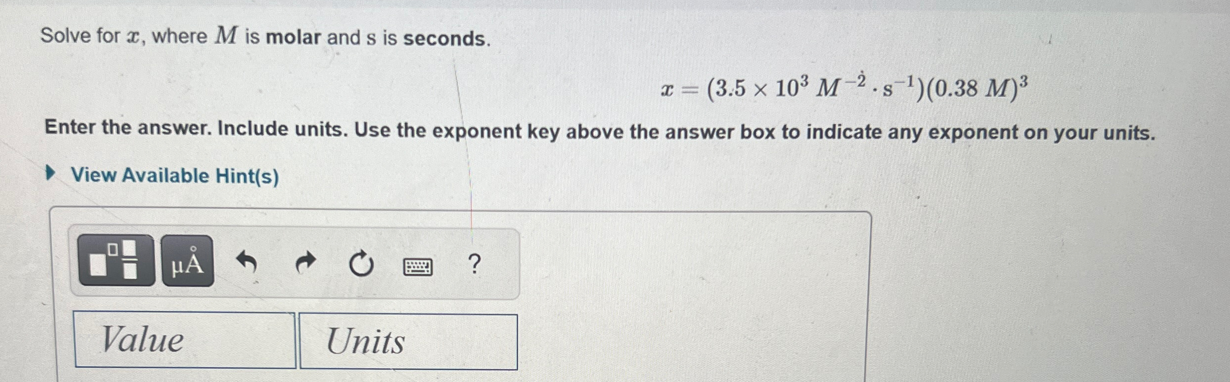 Solved Solve for x, ﻿where M ﻿is molar and s ﻿is | Chegg.com