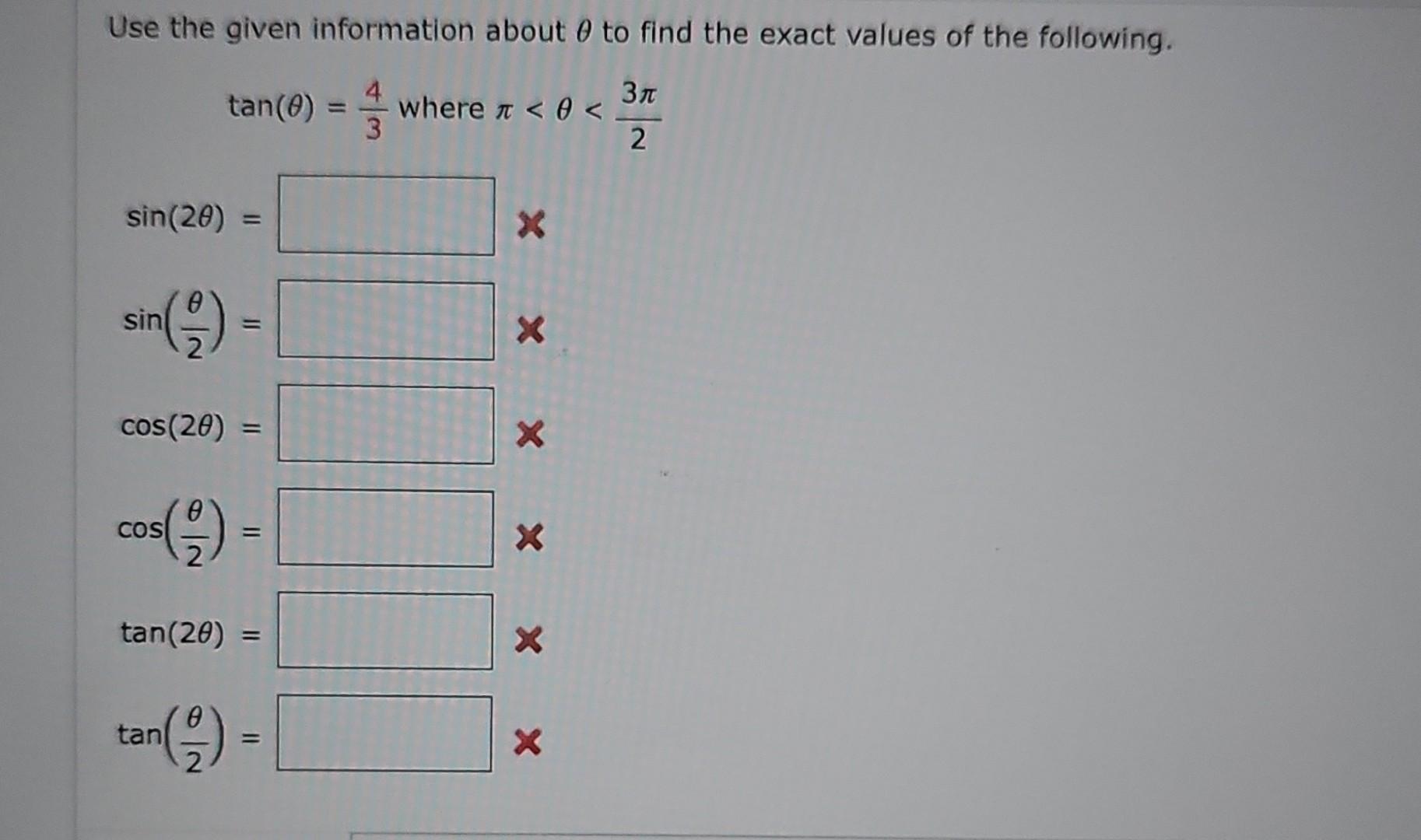 Solved Use the given information about to find the exact | Chegg.com