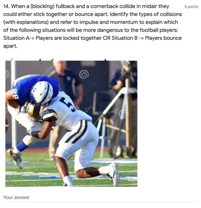 Solved 5 points 14. When a (blocking) fullback and a | Chegg.com