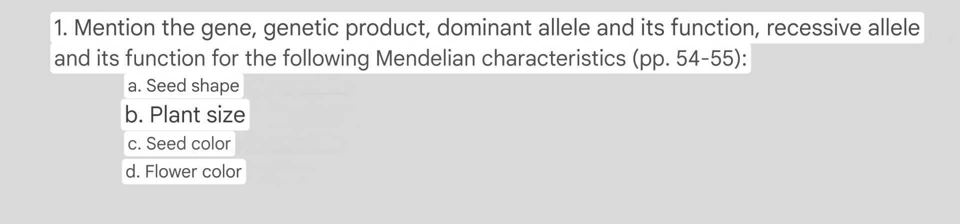 Solved Mention the gene, genetic product, dominant allele | Chegg.com