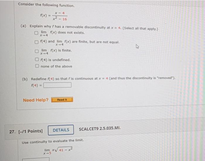 Solved Consider the following function. X4 X-4 f(x) = X2 - | Chegg.com