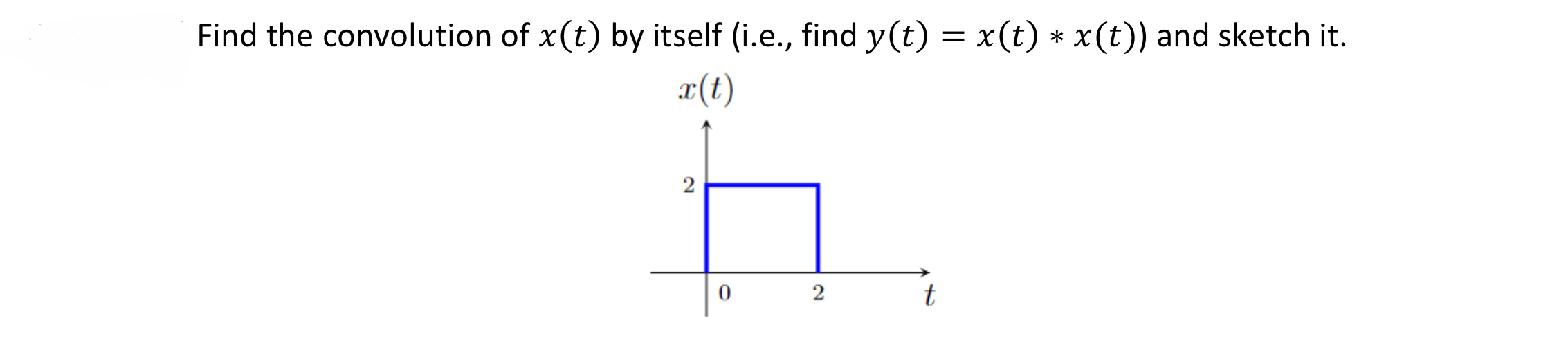 Solved Find the convolution of x(t) ﻿by itself (i.e., ﻿find | Chegg.com