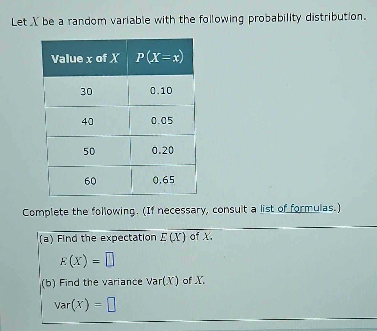 Solved Let X be a random variable with the following | Chegg.com