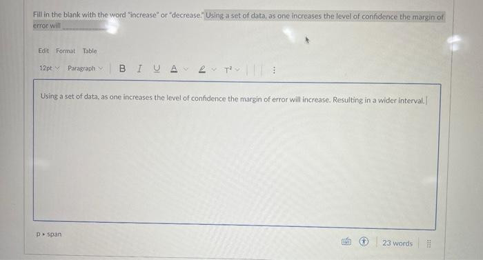 Solved Fill in the blank with the word "increase" or | Chegg.com