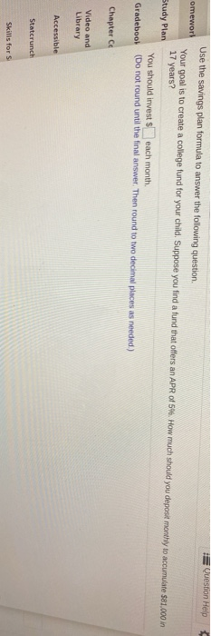 Solved Uuestion Help Use the savings plan formula to answer | Chegg.com