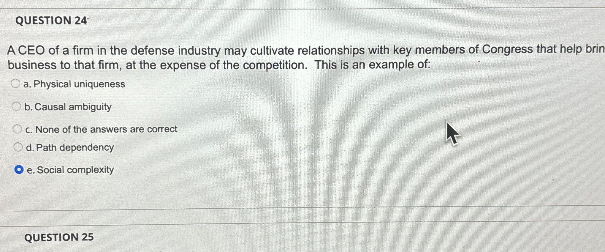 Solved QUESTION 24A CEO of a firm in the defense industry | Chegg.com