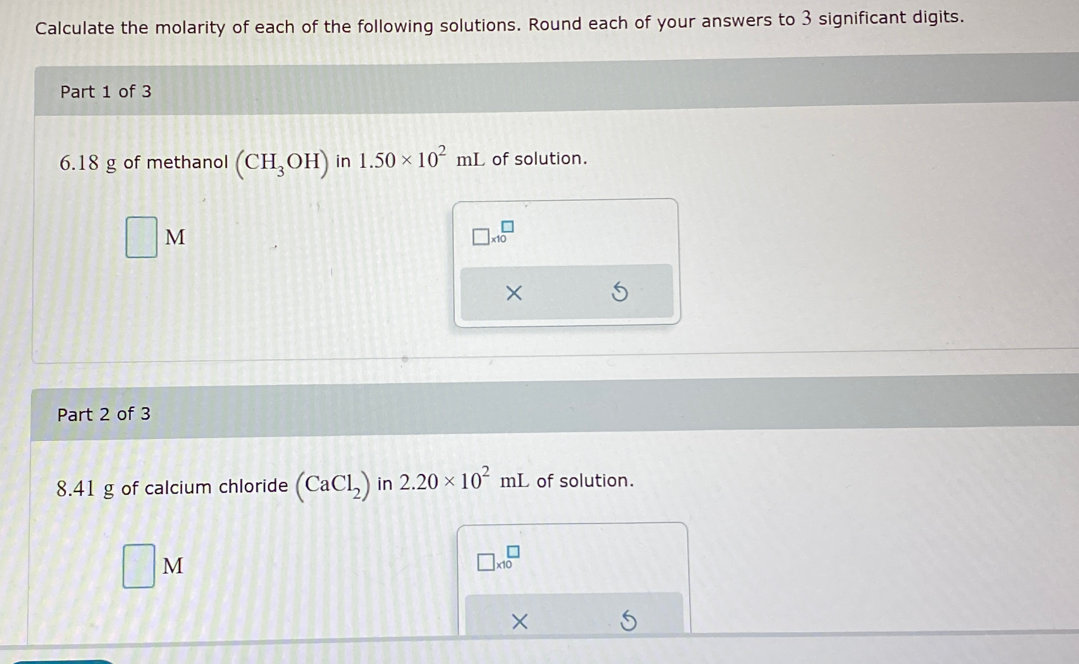 Calculate the molarity of each of the following | Chegg.com