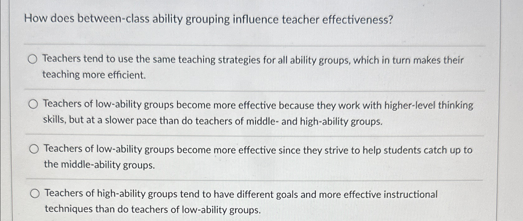 Solved How does between-class ability grouping influence | Chegg.com