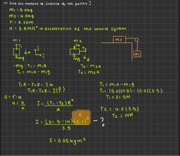 why does the radius change from 0.20m to 0.1 when it | Chegg.com