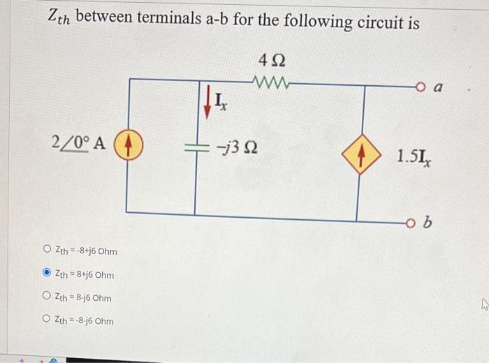 Solved Zth between terminals a-b for the following circuit | Chegg.com