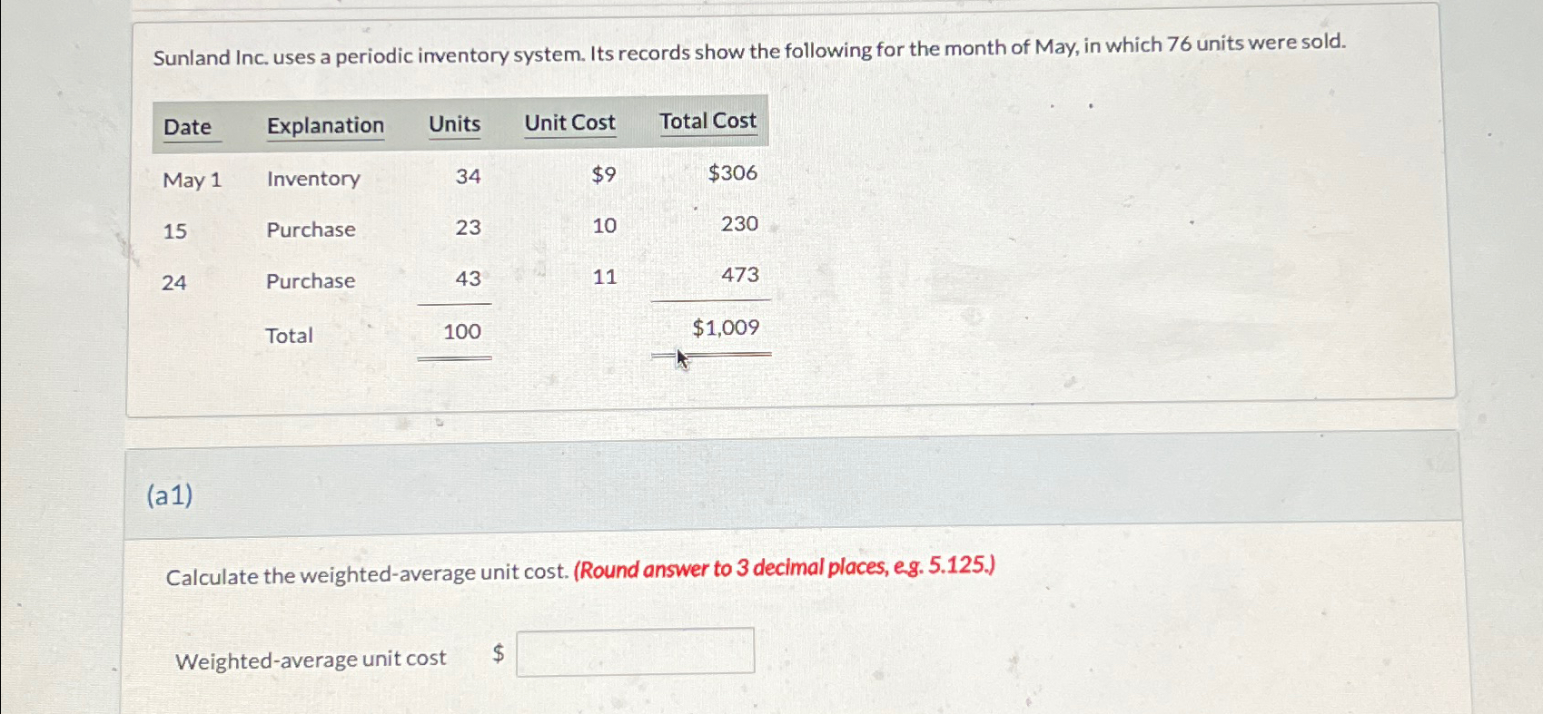 Solved Sunland Inc. uses a periodic inventory system. Its | Chegg.com
