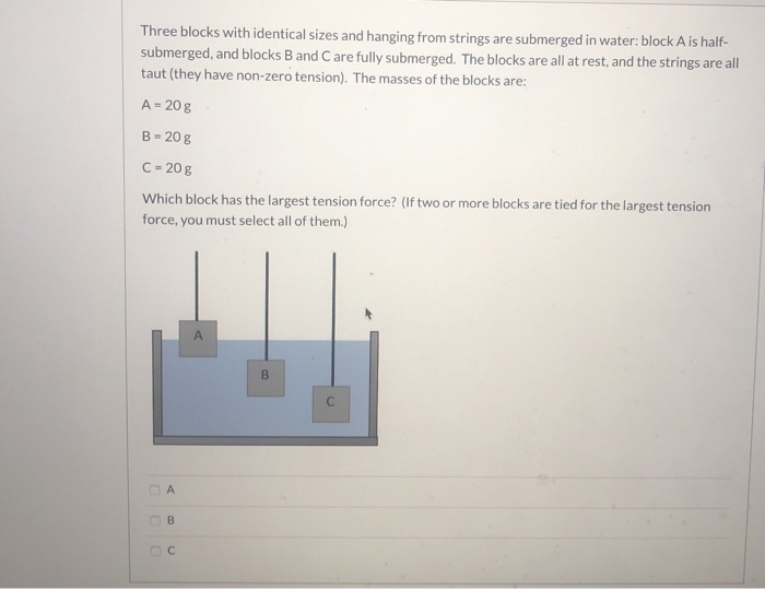 Solved Three blocks with identical sizes and hanging from | Chegg.com