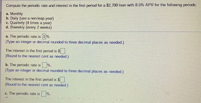 Solved Compute the periodic rate and interest in the first | Chegg.com