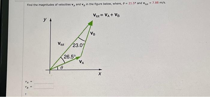 Solved Find the magnitudes of velocities VA and vg in the | Chegg.com
