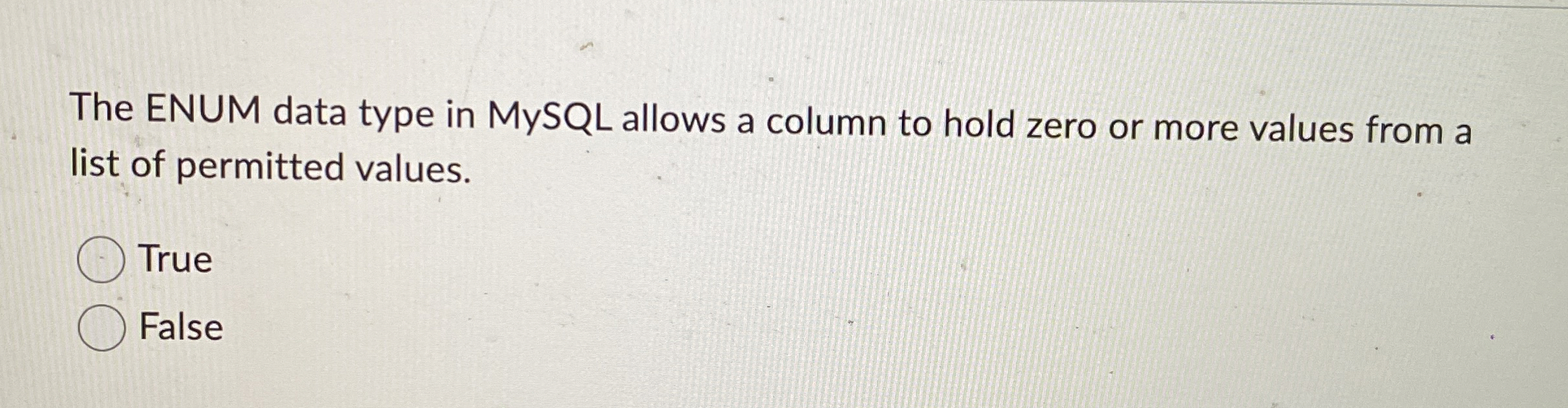 Solved The ENUM data type in MySQL allows a column to hold | Chegg.com