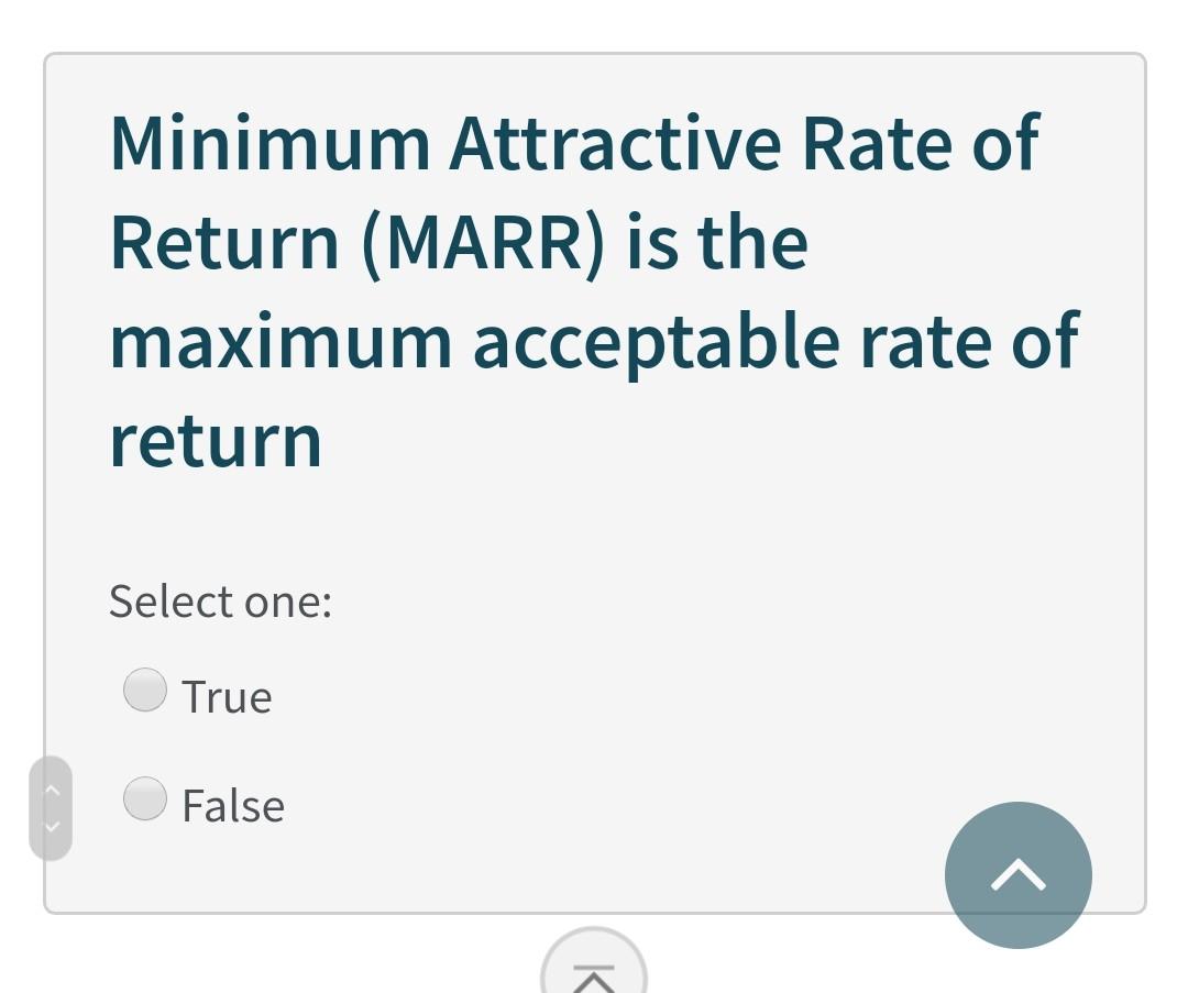 Solved Minimum Attractive Rate of Return (MARR) is the | Chegg.com