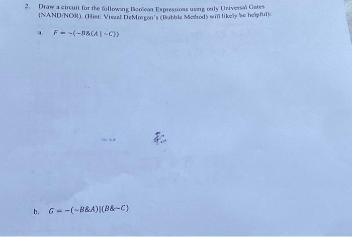 Solved 2. Draw a circuit for the following Boolean | Chegg.com