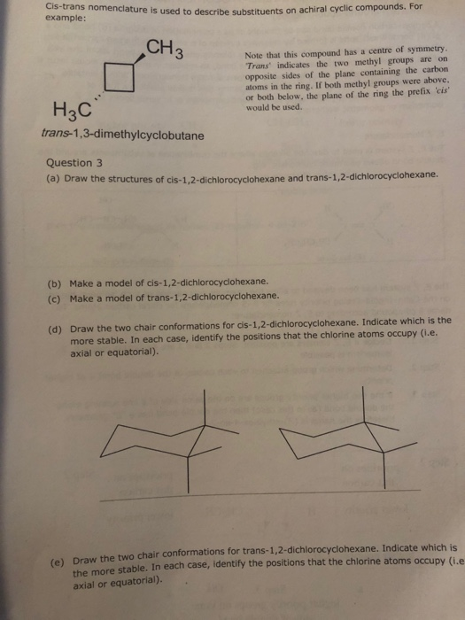 Solved Cis-trans nomenclature is used to describe | Chegg.com