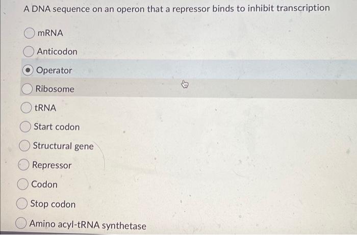 Solved A DNA sequence on an operon that encodes a | Chegg.com