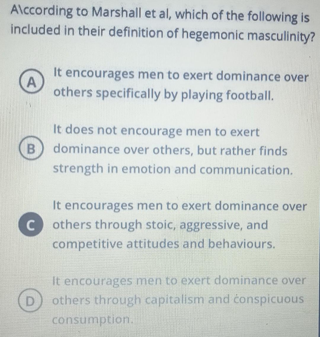 Solved Alccording to Marshall et al, which of the following | Chegg.com