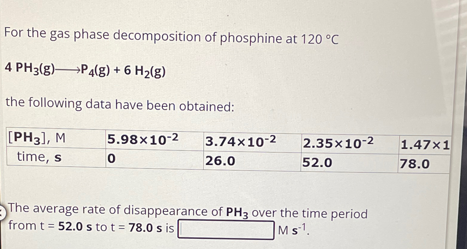 Solved For the gas phase decomposition of phosphine at | Chegg.com