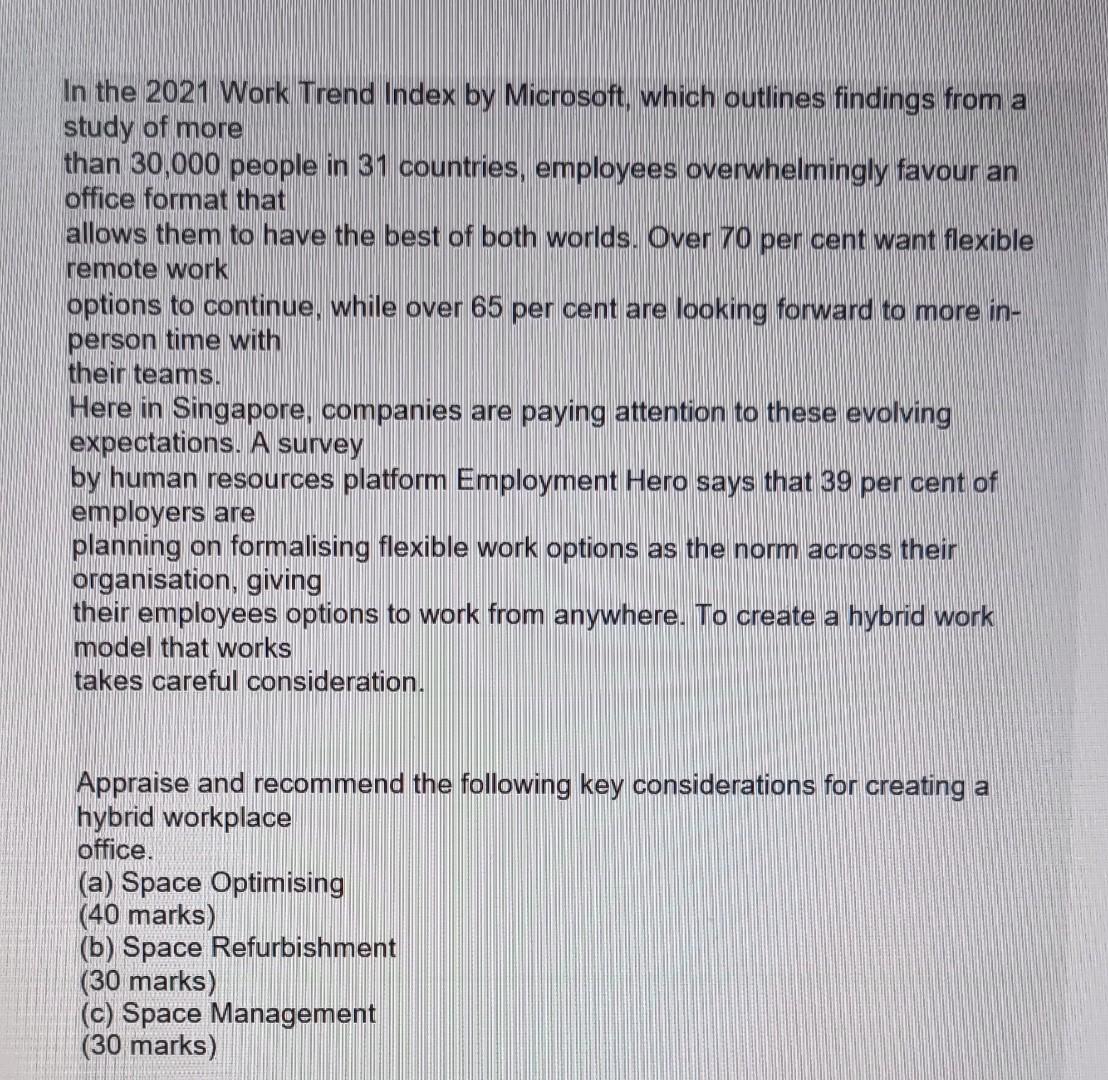Solved In the 2021 Work Trend Index by Microsoft, which | Chegg.com