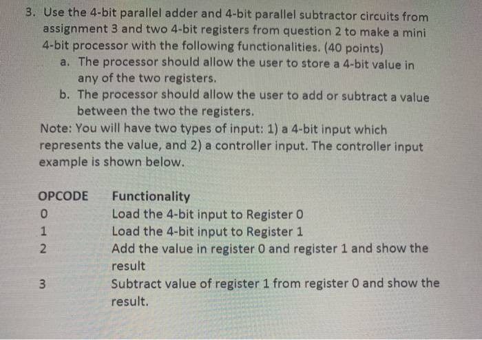 Solved 3. Use the 4-bit parallel adder and 4-bit parallel | Chegg.com