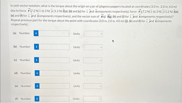 Solved In unit-vector notation, what is the torque about the | Chegg.com