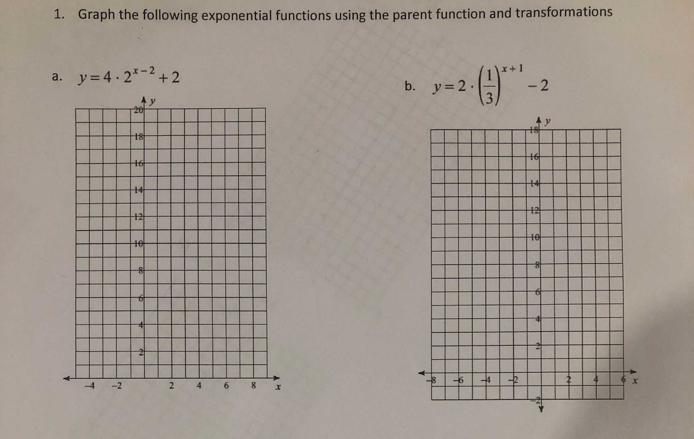Solved Graph the following exponential functions using the | Chegg.com