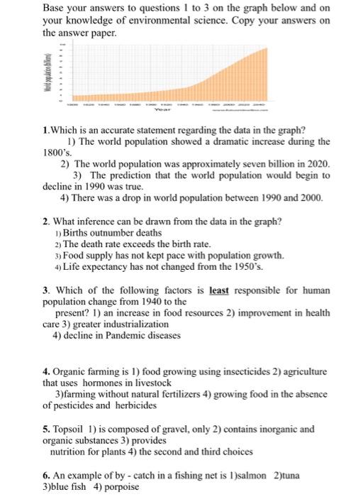 Solved Base your answers to questions 1 to 3 on the graph | Chegg.com