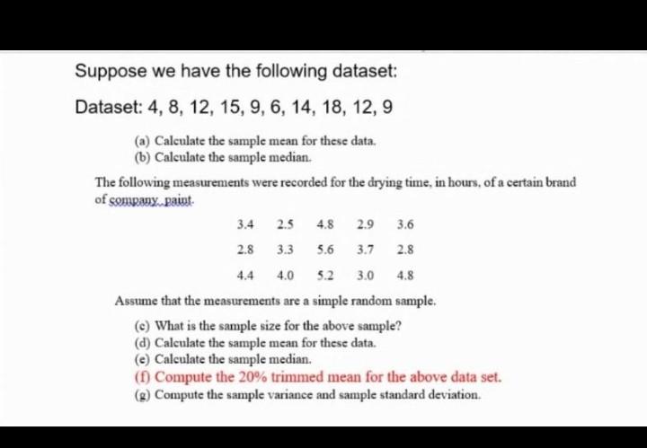 Solved Suppose we have the following dataset: Dataset: | Chegg.com