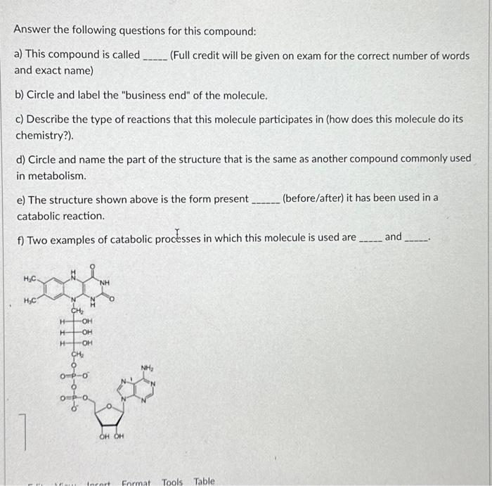 Answer the following questions for this compound: a) | Chegg.com