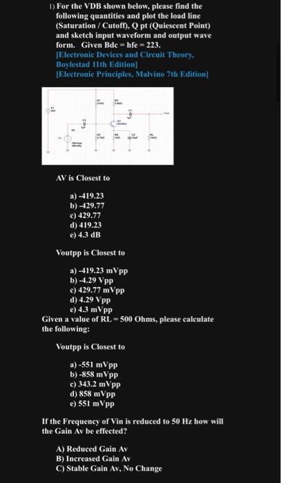 Solved 1) For the VDB shown below, please find the following | Chegg.com