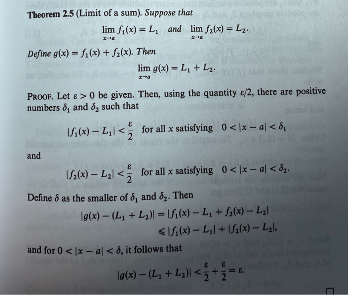Solved PROBLEMS 1. Use Theorem 2.5 on the limit of a sum to | Chegg.com