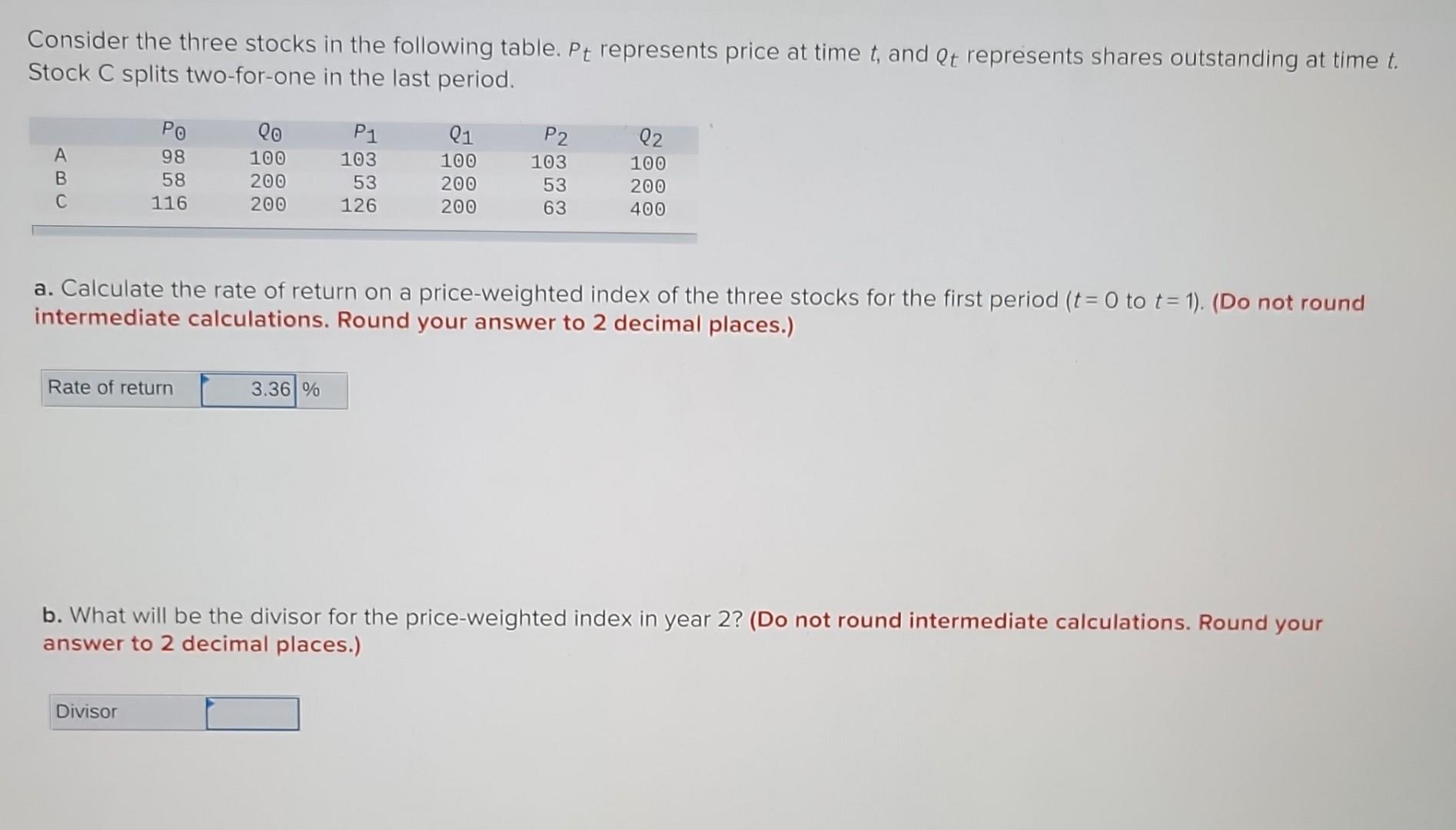 Solved Consider the three stocks in the following table. Pt | Chegg.com