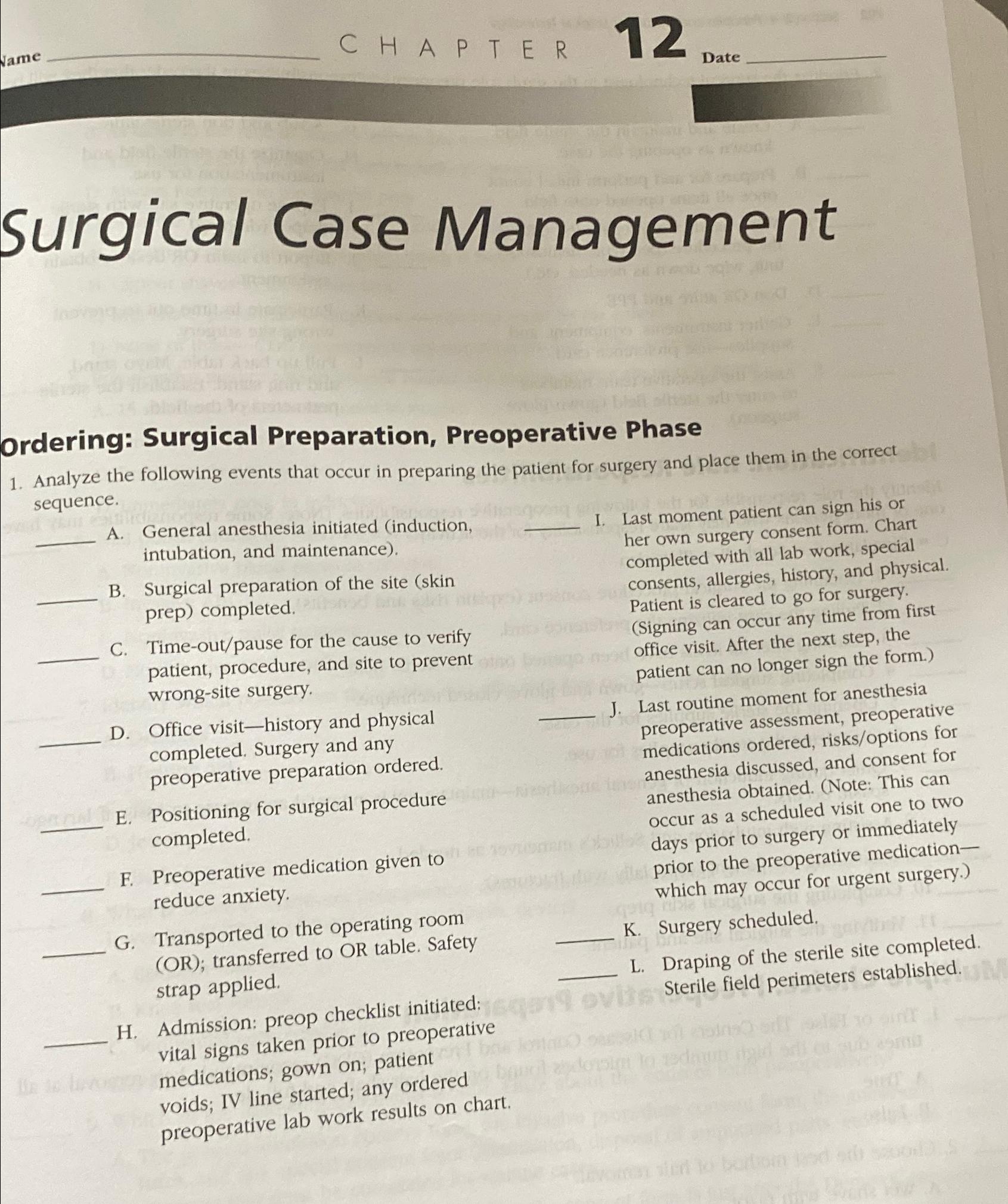 Solved Surgical Case ManagementOrdering: Surgical | Chegg.com
