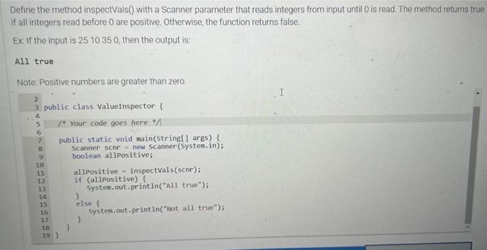 Solved Define the method inspectVals() with a Scanner | Chegg.com Solved Define the method inspectVals() with a Scanner | Chegg.com