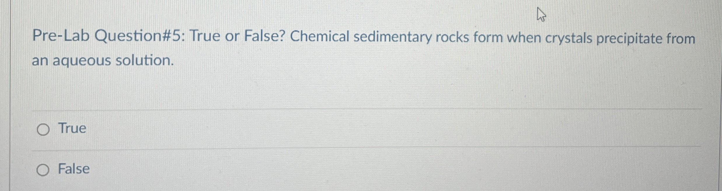 Solved Pre-Lab Question#5: True or False? Chemical | Chegg.com