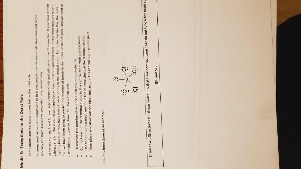 Solved Model 5: Exceptions to the Octet Rule Some atoms and | Chegg.com