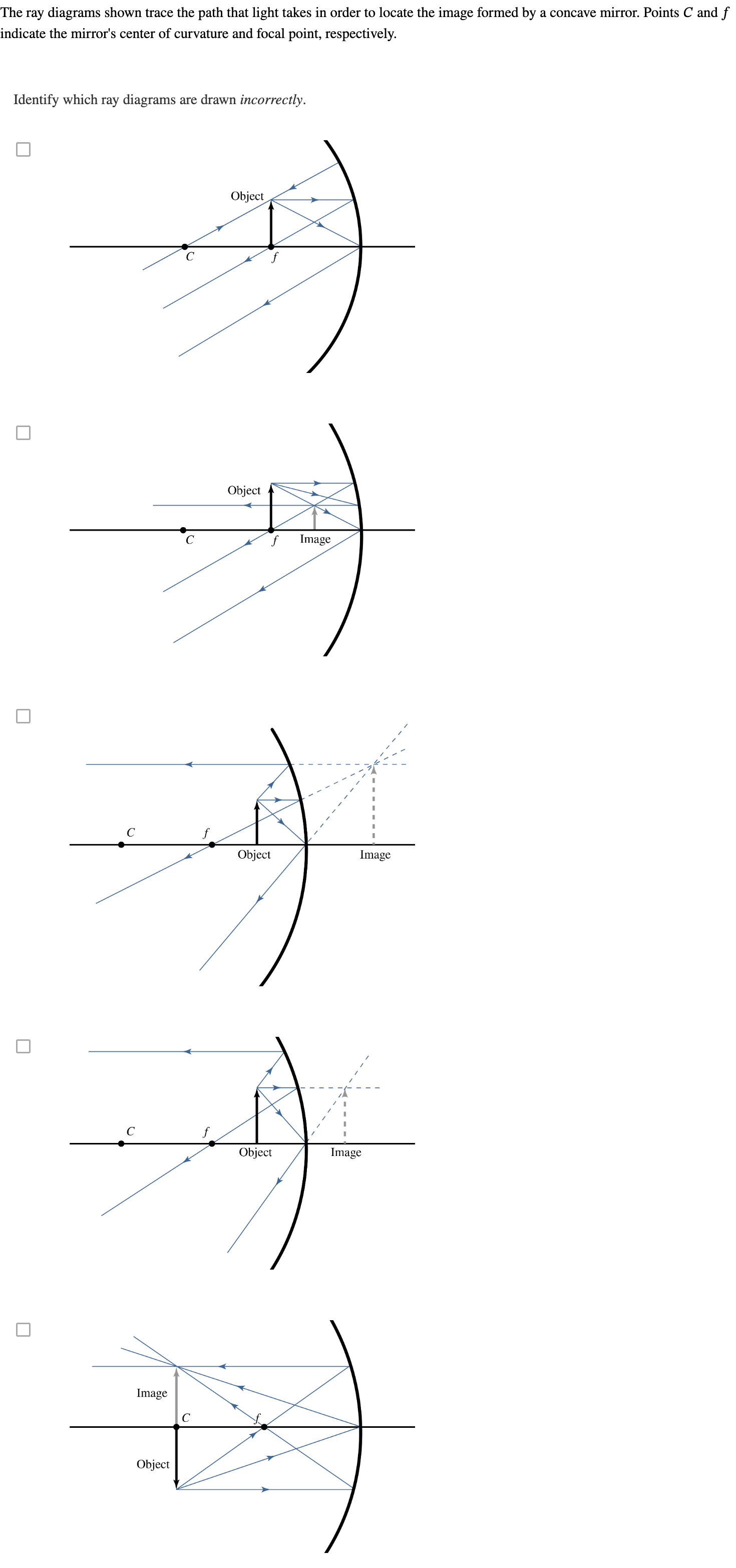 Solved The ray diagrams shown trace the path that light | Chegg.com