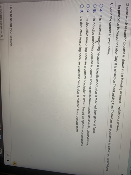 Solved Choose which reasoning process is shown in the | Chegg.com