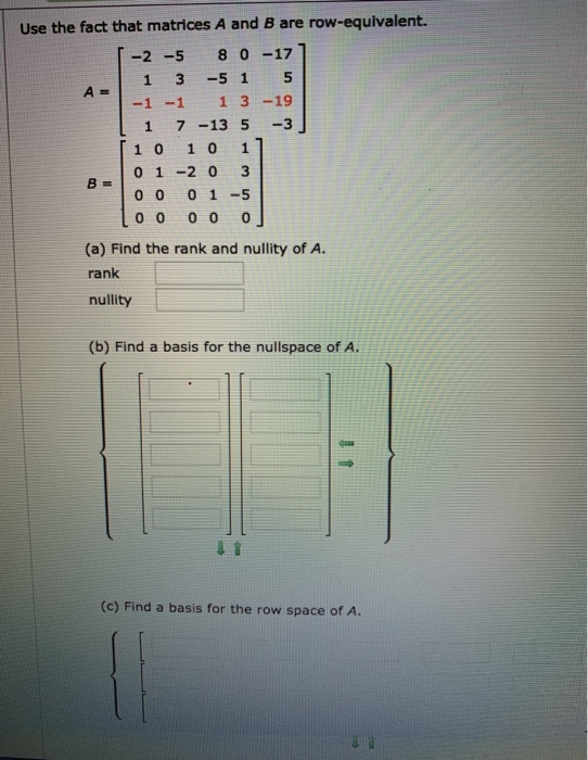 Solved Use the fact that matrices A and B are | Chegg.com