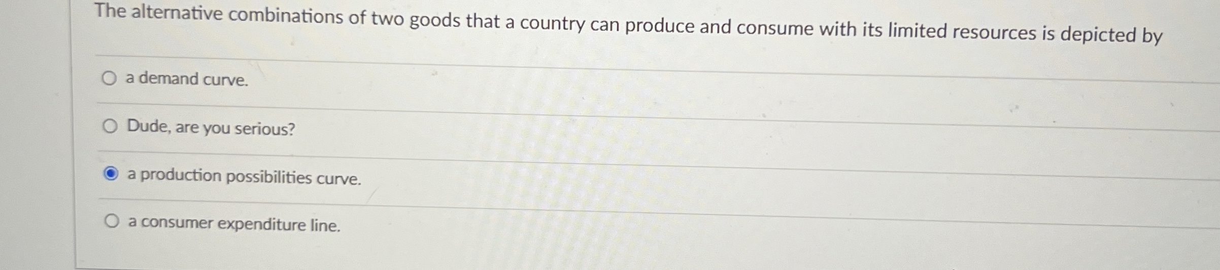 The alternative combinations of two goods that a | Chegg.com