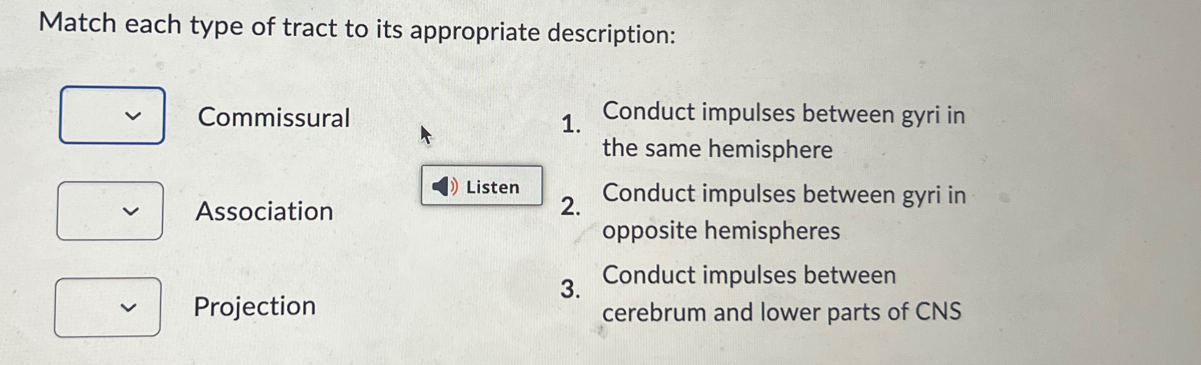 Solved Match each type of tract to its appropriate | Chegg.com